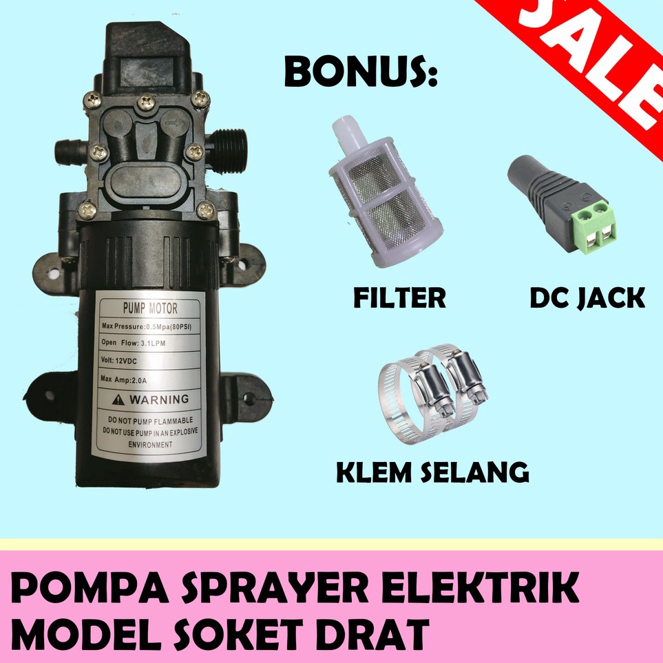 Jual Pompa Tangki Sprayer Elektrik Dinamo Pump DC Soket Drat p Premium ...