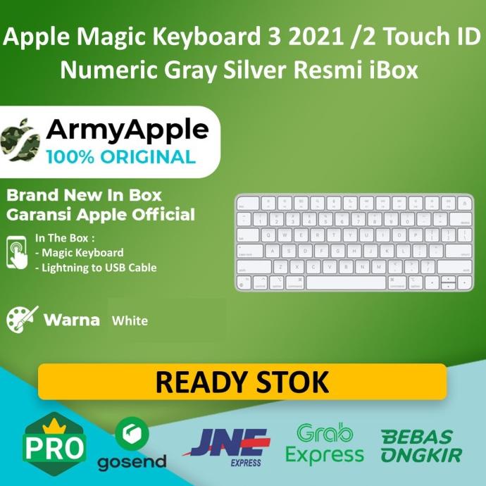 Jual iBox Apple Magic Keyboard 3 2021 /2 Touch ID Numeric Gray Silver ...