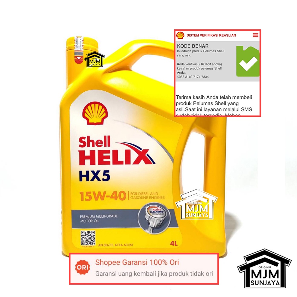 Jual Harga Bersahabat!.. Oli Mesin Shell Helix HX5 SAE 15W-40 4 Liter ...