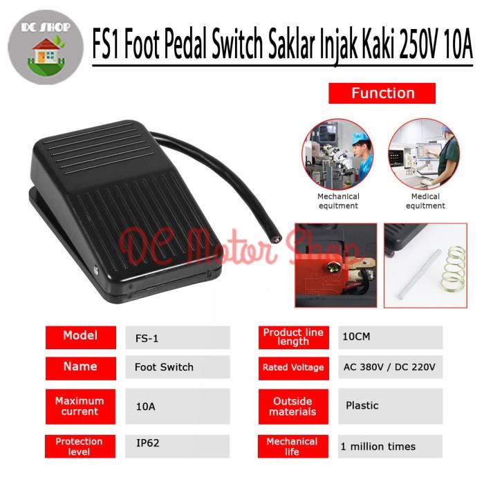 Jual FS-1 Foot Switch Pedal Kaki Footswitch AC 220V upto 380V 10A 1NO ...