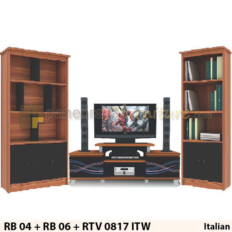Jual PAKET 2 Rak Buku + Rak TV Minimalis Romaro RB04 + RB06 + RTV0817 ...