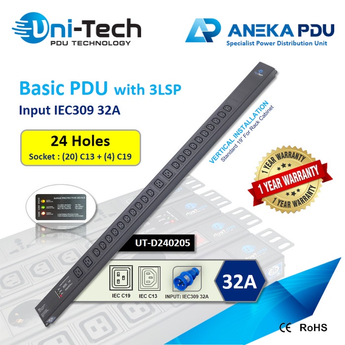 Jual Basic Pdu, 24 Holes C13 + C19, Input Iec309 32A | Shopee Indonesia