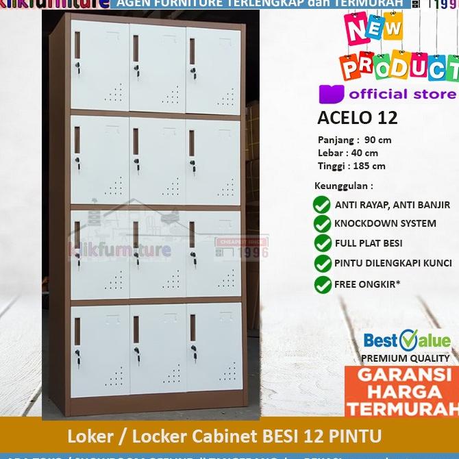 Jual Lemari Loker Locker Cabinet Pintu Besi 12 Pintu ACELO 12 Coklat ...