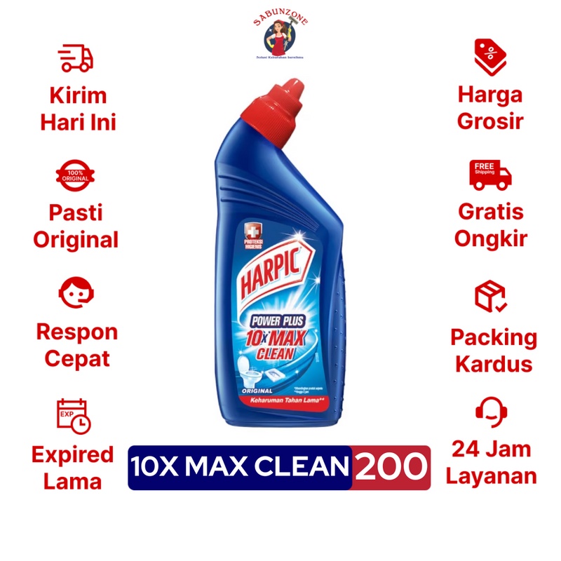 Jual Pembersih Toilet Harpic Original 10x Max Clean 200 ml | Shopee Indonesia