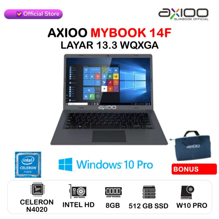 Jual AXIOO MYBOOK 14F N4020 8GB 512SSD W10 Pro 13.3" 2.5K - Cosmic Grey ...