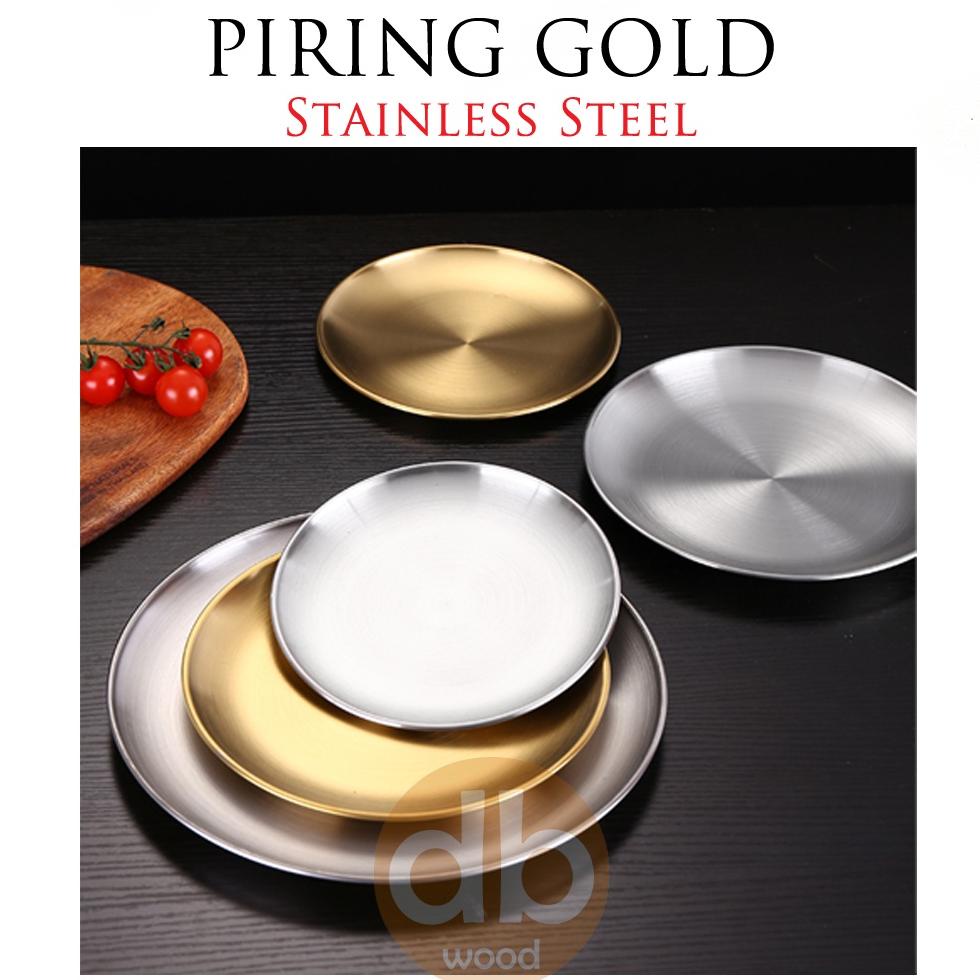 Jual Terkini Piring Bulat Gold| Piring Stainless Gold| Piring Korea ...