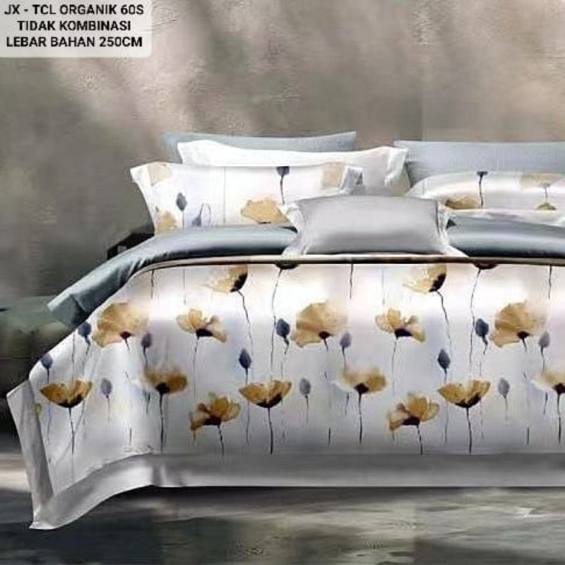 Jual BEDCOVER SUTRA ORGANIC 60S MOTIF BUNGA MINIMALIS BED COVER SUTRA ...