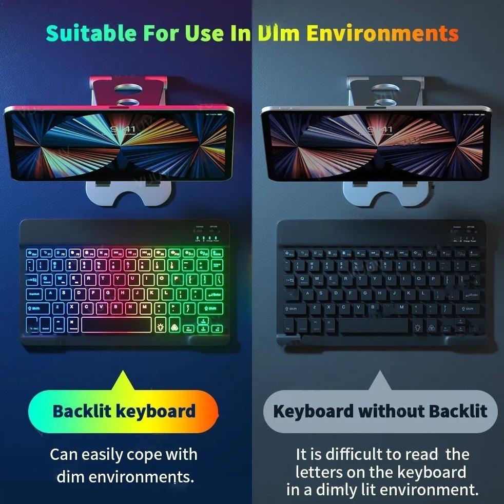 Jual GOOJODOQ 10 Inch Backlit Backlight Wireless Keyboard And Mouse LED ...