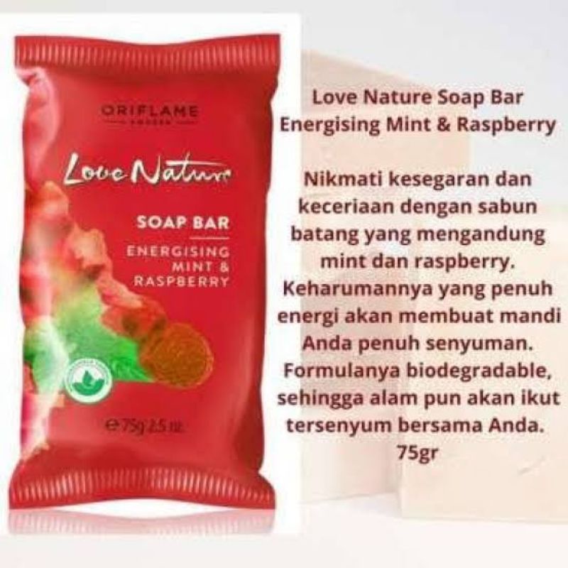 Jual love nature soap bar with raspberry dan mint sabun batang beraroma ...