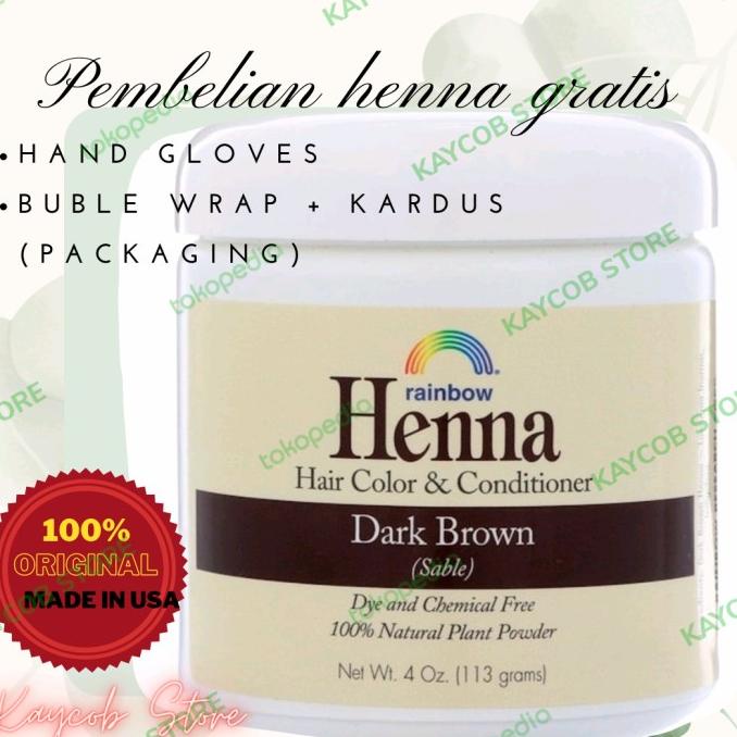 Jual Henna | Rainbow Research | Hair Color & Conditioner | Dark Brown ...