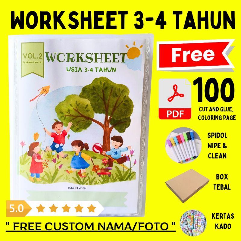 Jual Worksheet Anak Paud , Worksheet Anak usia 3 tahun , Worksheet Anak ...