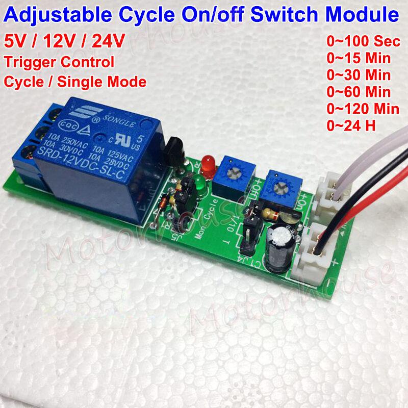 Jual DC 5V 12V 24V Adjustable Time Trigger unlimited Cycle Timer Delay Turn On OFF Relay Switch ...