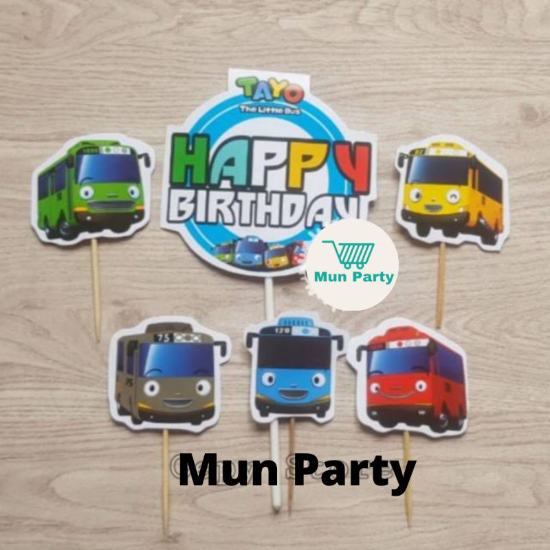 Jual Cake Topper Happy Birthday / Cake Topper Tayo / Hiasan Kue Bus ...