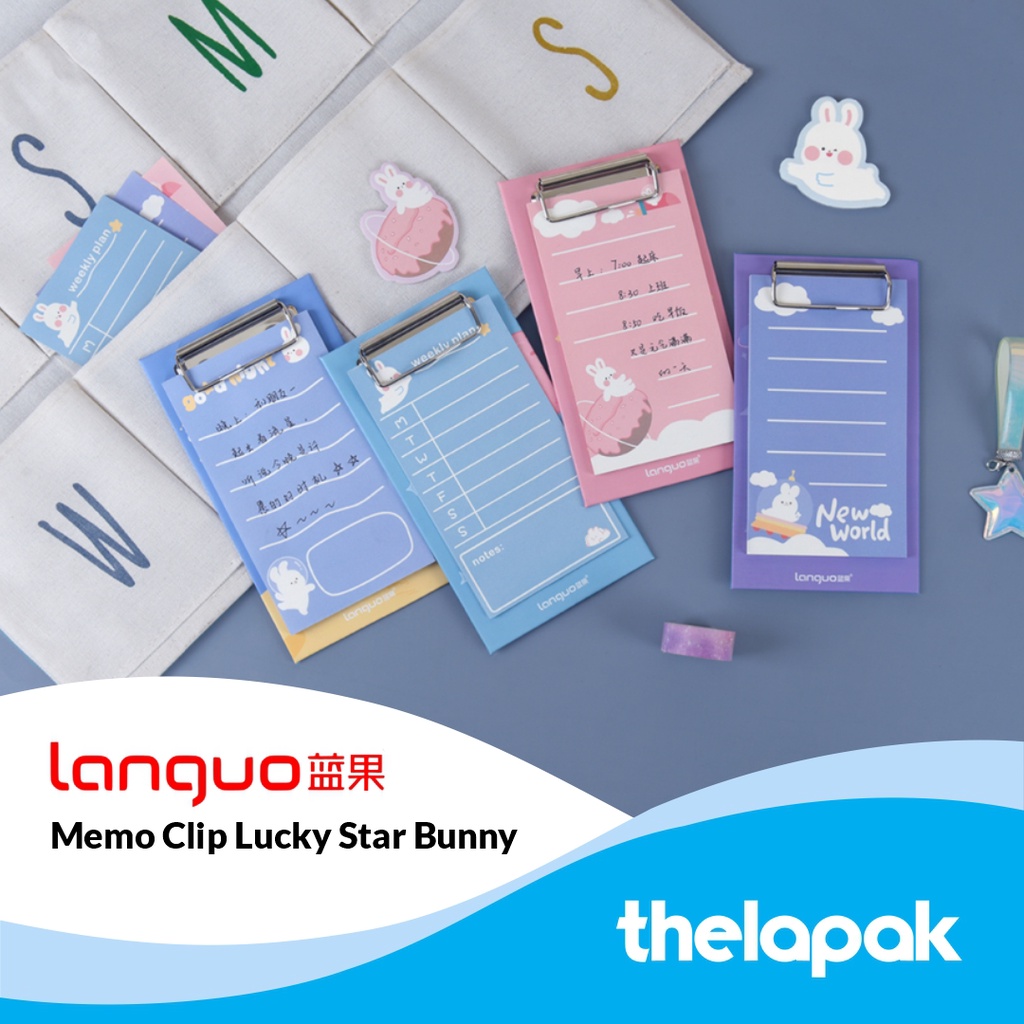 Jual Notes 30 Lembar + Papan Klip Languo Lucky Star Bunny Memo Clip ...
