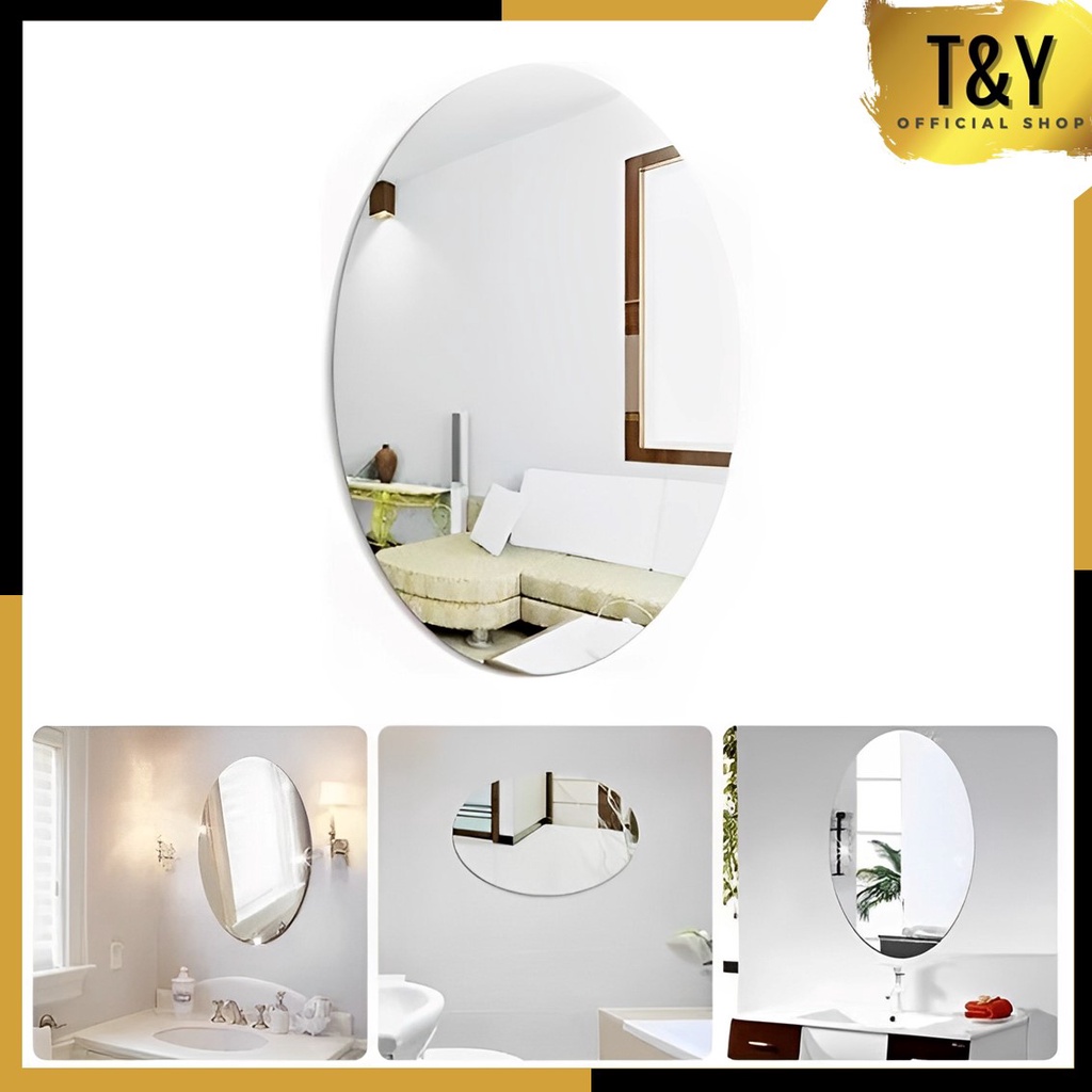 Jual T&Y Stiker Cermin Kaca Dinding Oval Anti Pecah Acrylic Kaca Cermin ...