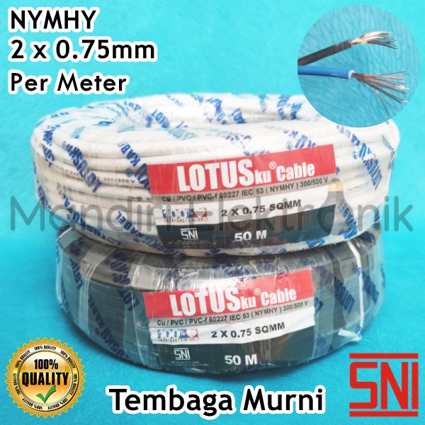 Jual Kabel Listrik Serabut NYMHY 2x0.75mm Lotusku Tembaga Asli - Kabel ...