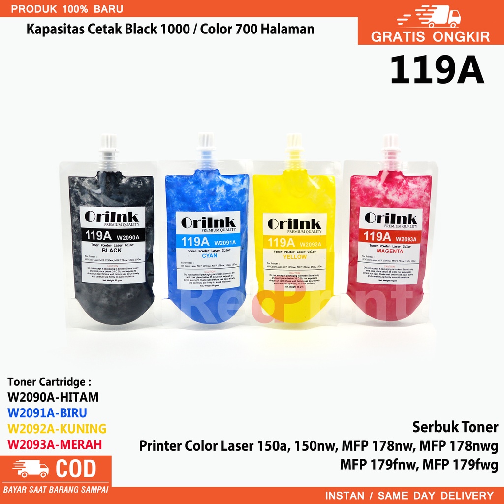 Jual Serbuk Toner Catridge 119a Printer Color Laser 150a, 150nw, MFP ...