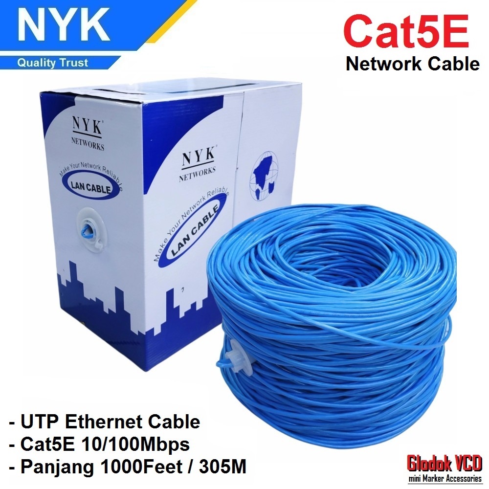 Jual NYK Kabel LAN UTP Cat5e Internet Cable 1 Roll 305M | Shopee Indonesia