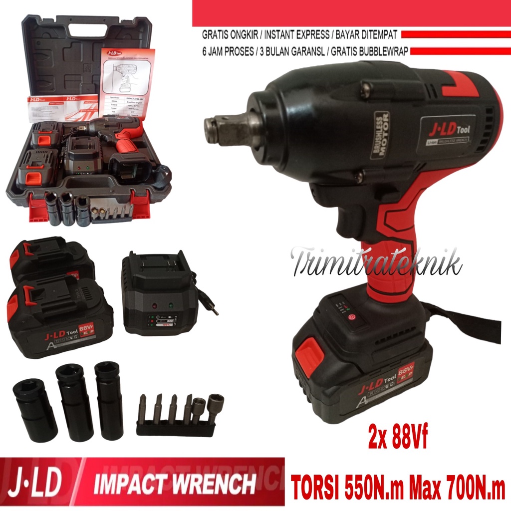 Jual Impact JLD Torsi Besar Cordless Impact Wrench J48V-88V Brushless ...