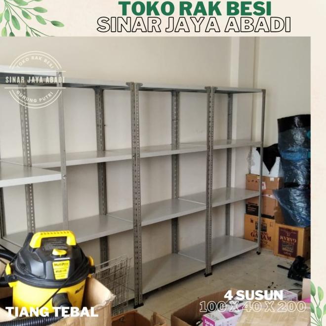 Jual Rak Lemari Besi 4 Susun Tinggi 2 Meter Tiang Tebal | Shopee Indonesia