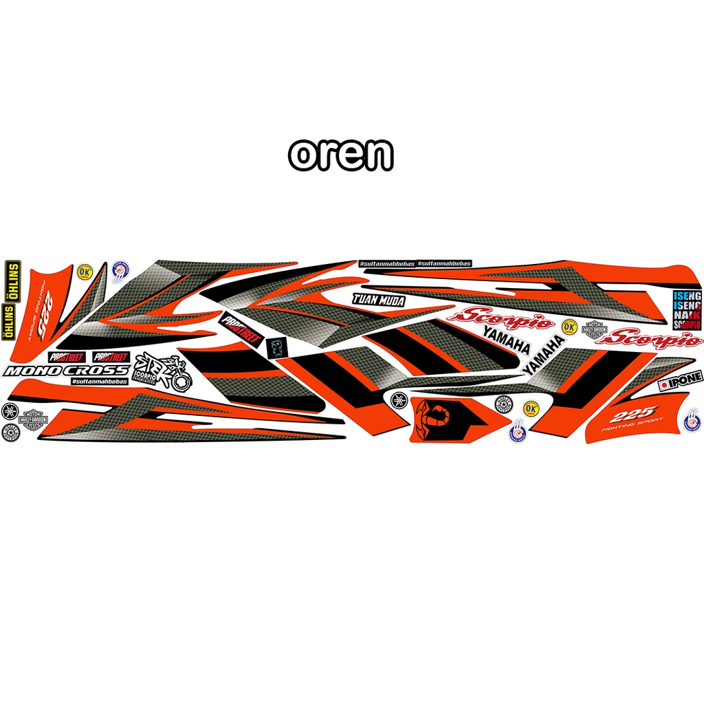 Jual Stiker striping scorpio steko warna oren | Shopee Indonesia