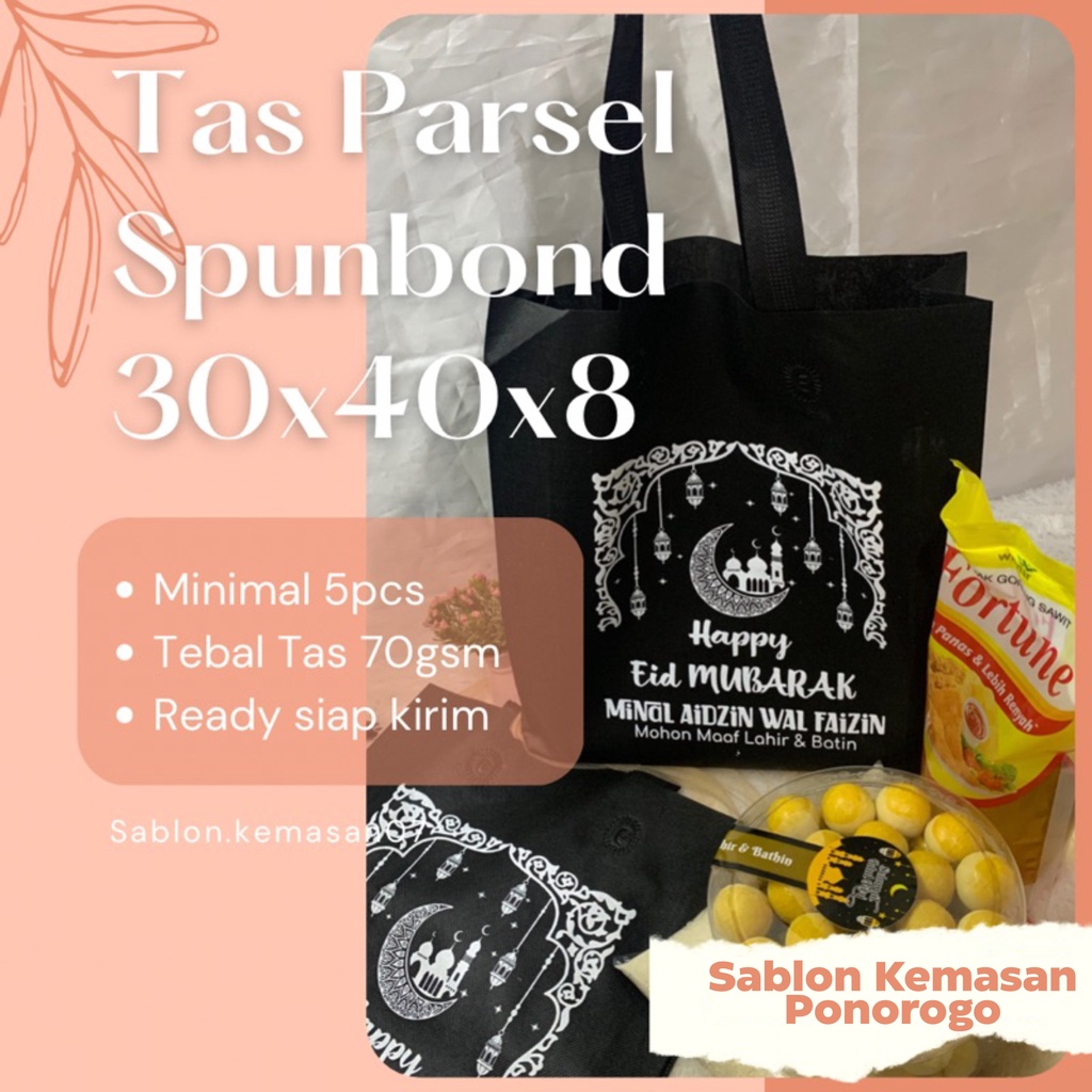 Jual Tas Parsel Lebaran Spunbond Ukuran 30x40x8 Goodie Bag Parsel Tas ...