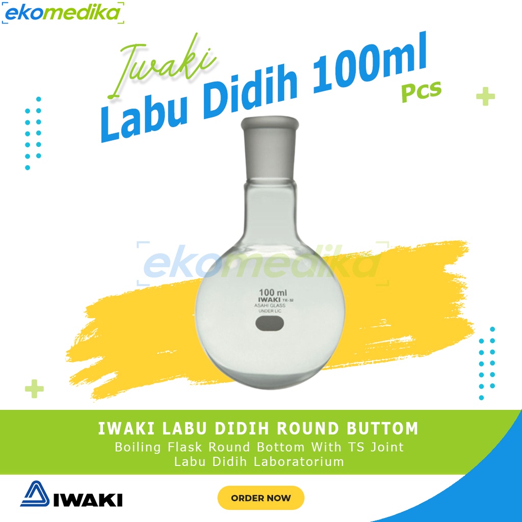Jual Labu Didih IWAKI Boiling Flask Round Bottom 100ml 200ml 300ml ...