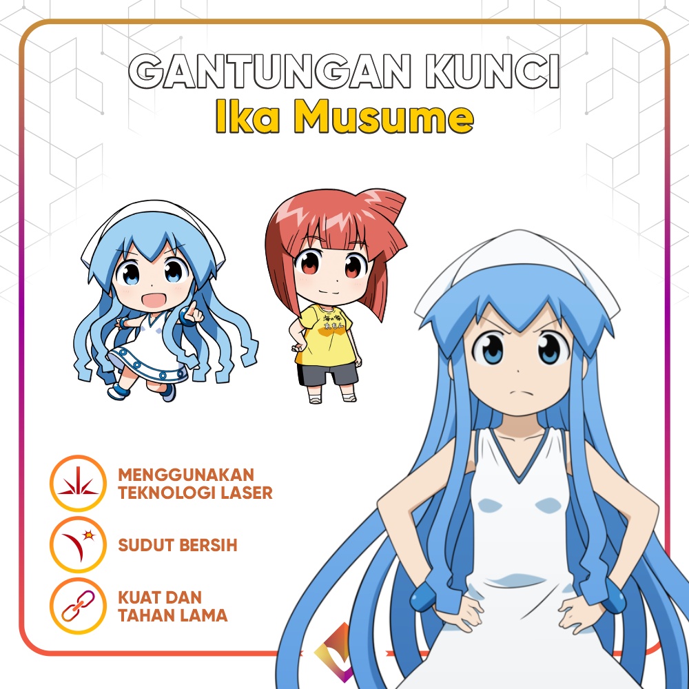 Jual GANCI IKA MUSUME Keychain Anime Shinryaku Gantungan Kunci Anime ...