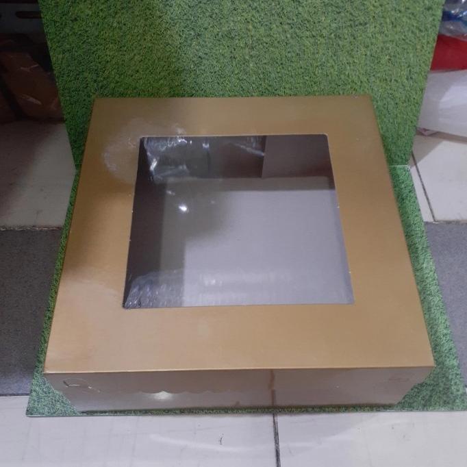 Jual Open DS] Box Dus Kotak Emas Kaca Ukuran 30 x 30 | Box Kue Bolu ...