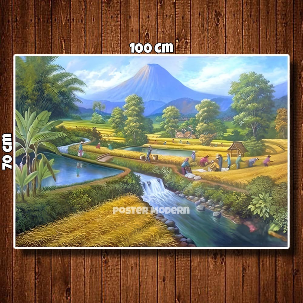Jual HIASAN DINDING POSTER GAMBAR PANEN PADI #CODE21 UKURAN XTRA JUMBO ...