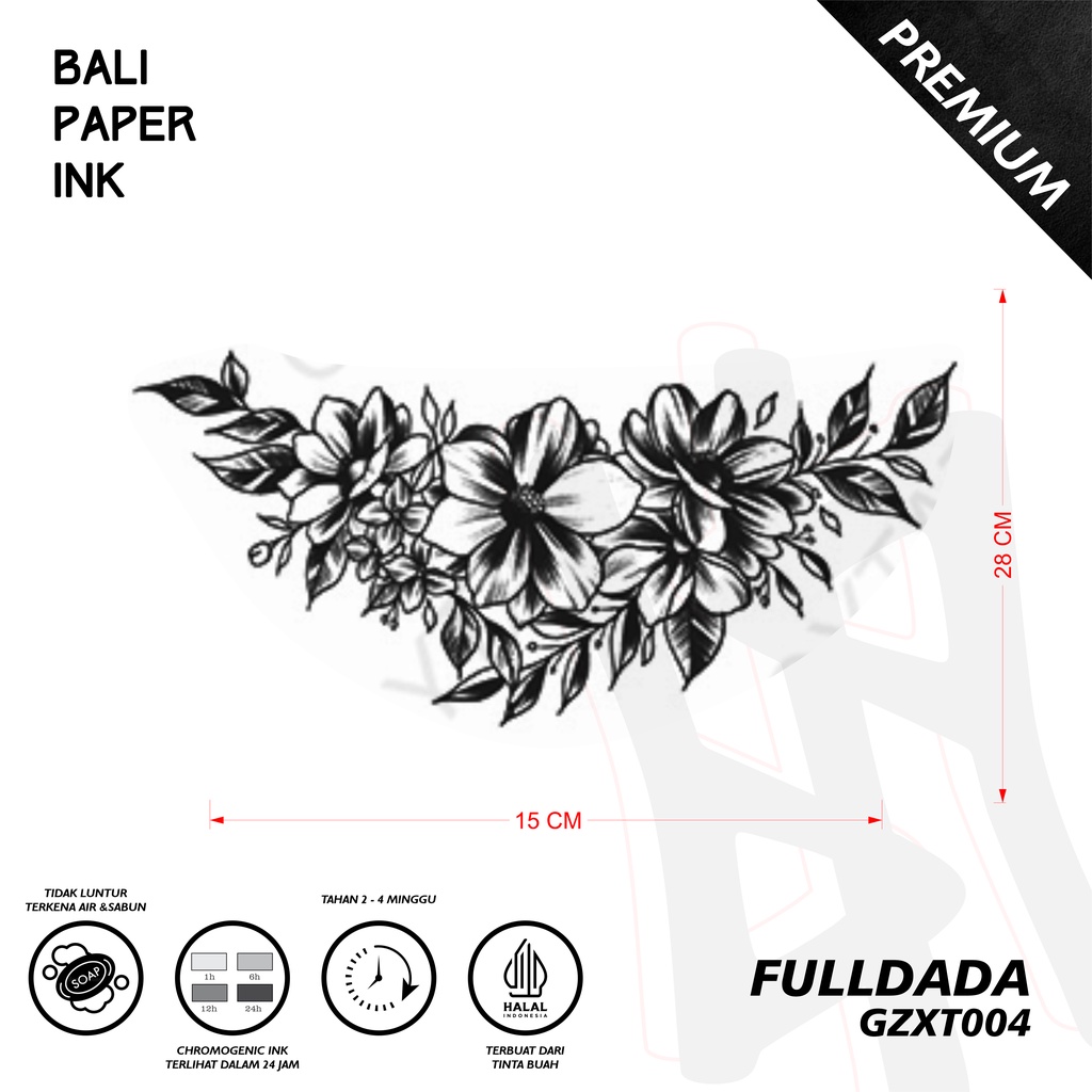Jual Bali Paper Ink GZXT004 Bunga Fruit Ink Tatto Temporary Premium ...