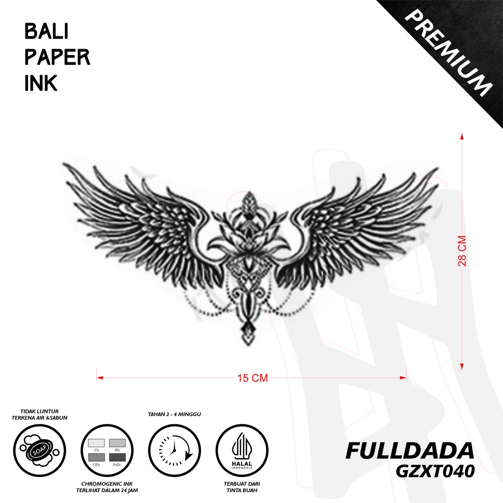 Jual Bali Paper Ink GZXT040 Sayap BungaFruit Ink Tatto Temporary ...