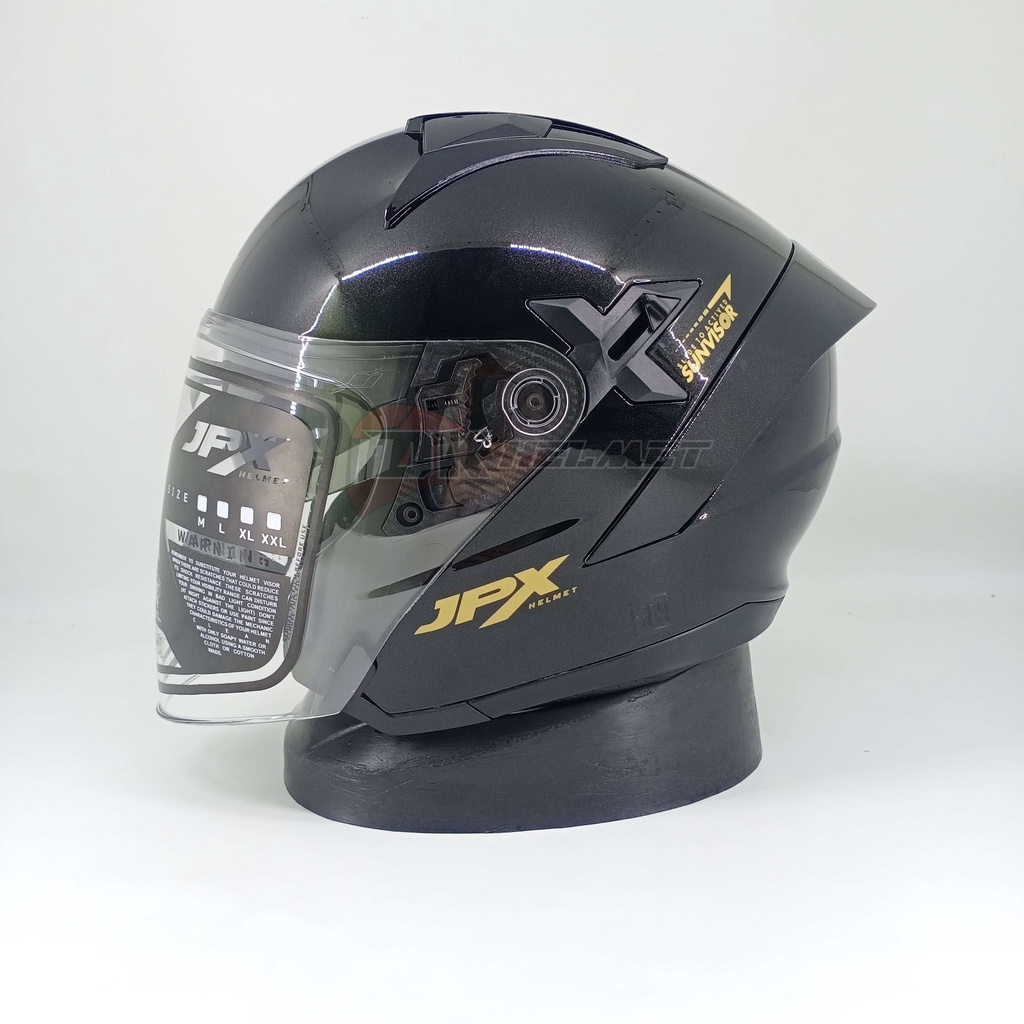 Jual HELM JPX NOVA X SOLID BLACK GLOSSY OPEN HALF FACE ORIGINAL NOVAX ...