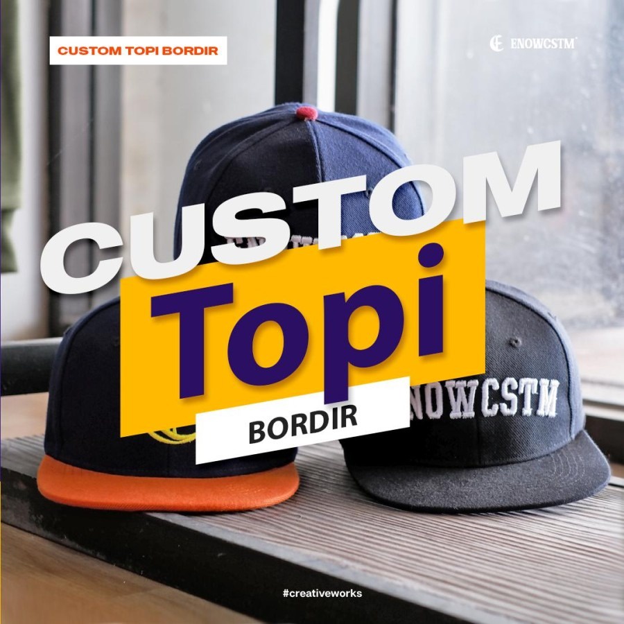 Jual Enow - Topi Custom Bordir Satuan Premium Caps - Free Desain, Box ...