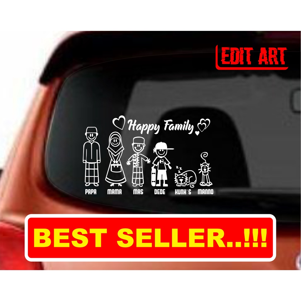 Jual Stiker Cutting Happy Family Sticker Kaca Belakang Mobil - Happy ...