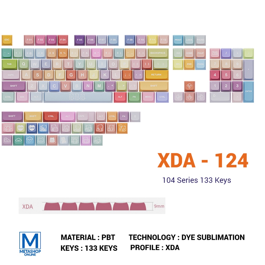 Jual Keycaps PBT XDA Profile Dye Sublimation Sub Set Mechanical ...