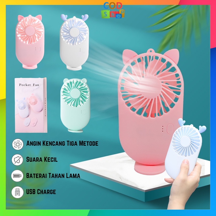 Jual COD - Ki5706 Kipas Angin Portable 2 in 1 / Kipas Angin Cute Pocket ...