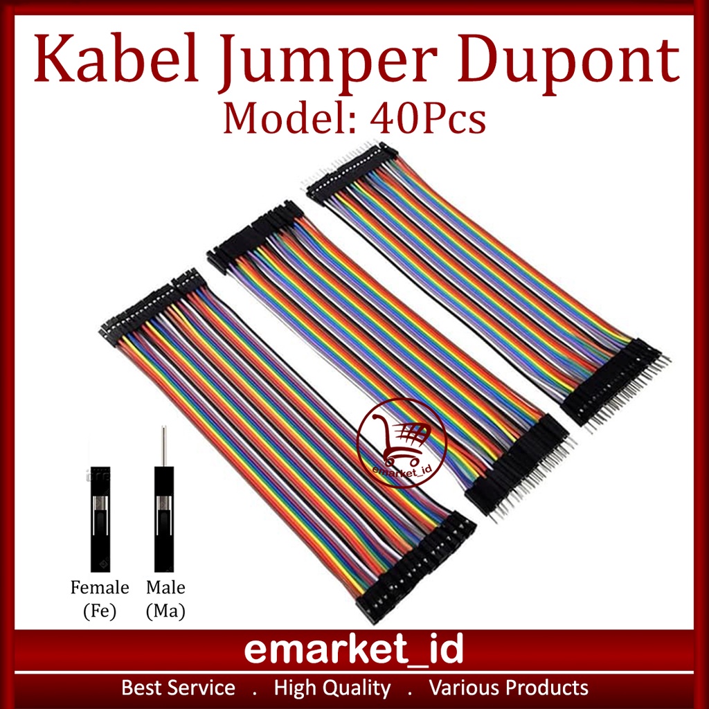 Jual Kabel Jumper Dupont 40pcs Pelangi / Cable Breadboard Female Male ...