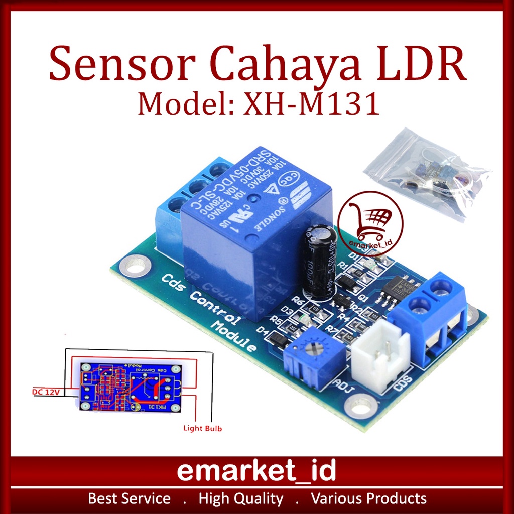 Jual Sensor Cahaya LDR XH-M131 / Relay Saklar 5V 12V 24V M131 Output ...