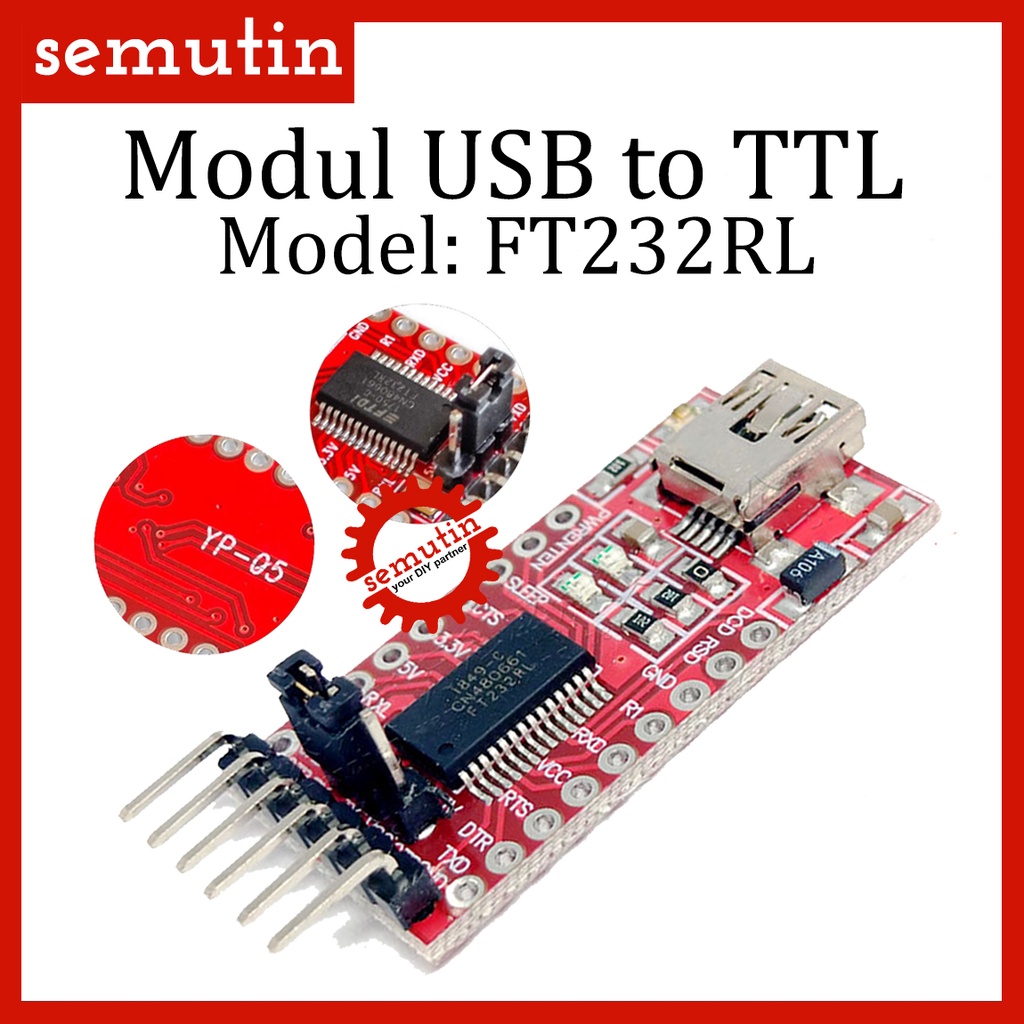 Jual Modul USB to Serial TTL FT232RL / FTDI Converter 3.3V 5V Adapter ...