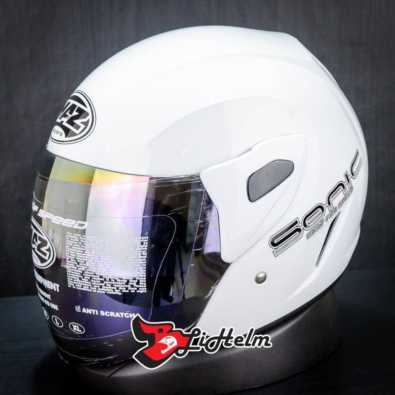 Jual HELM MAZ SONIC SOLID WHITE | HALF FACE ORIGINAL SNI | SINGLE VISOR ...