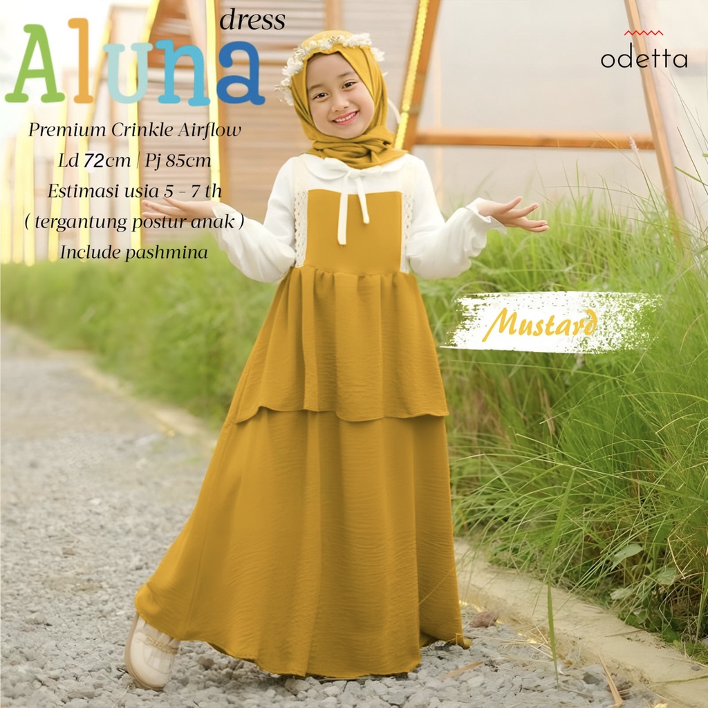 Jual Baju Gamis Anak Perempuan Model Terbaru ALUNA | Shopee Indonesia