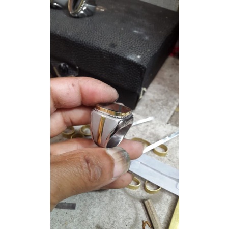 Jual emban ikat ring monel super doff handmade kombinasi kuning ...