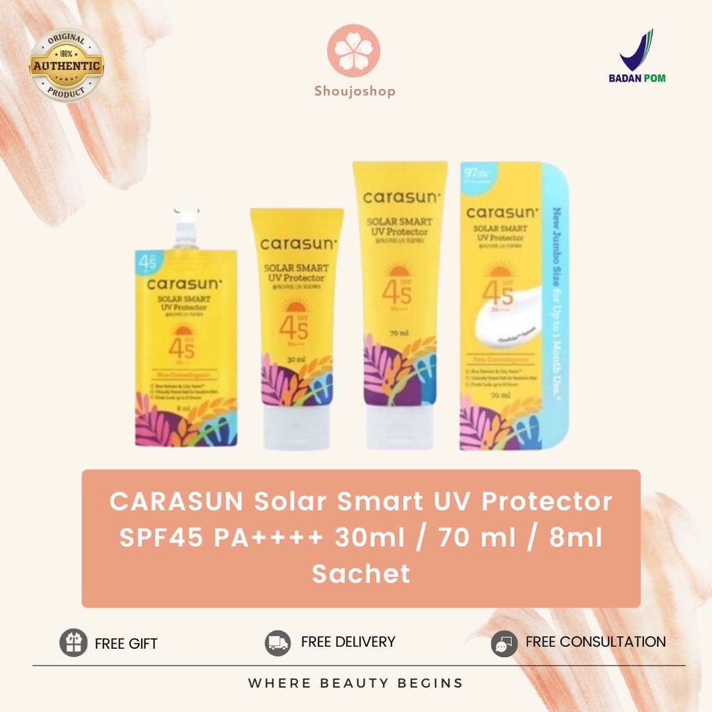 Jual CARASUN Solar Smart UV Protector SPF45 PA++++ 30ml / 70 ml / 8ml Sachet | Shopee Indonesia