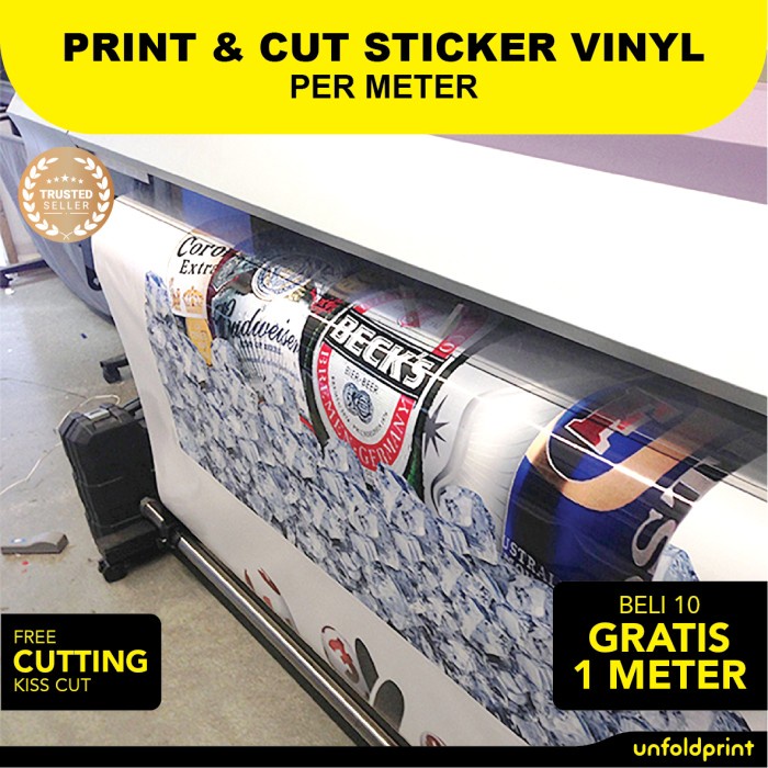 Jual CUSTOM PRINT STICKER VINYL PER METER DAN CUTTING | Shopee Indonesia