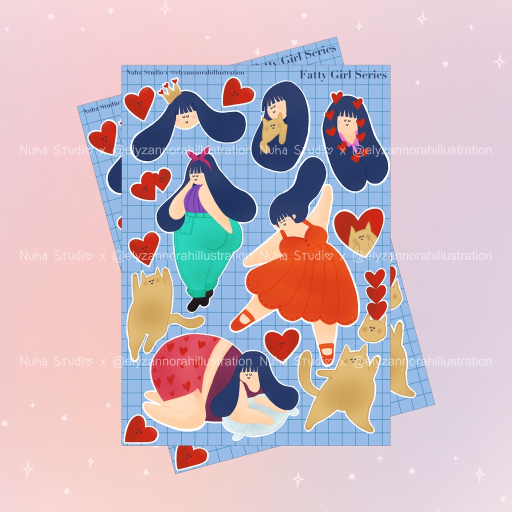 Jual Sticker by elyzannorahillustration | Fatty Girl Cewek Berisi ...