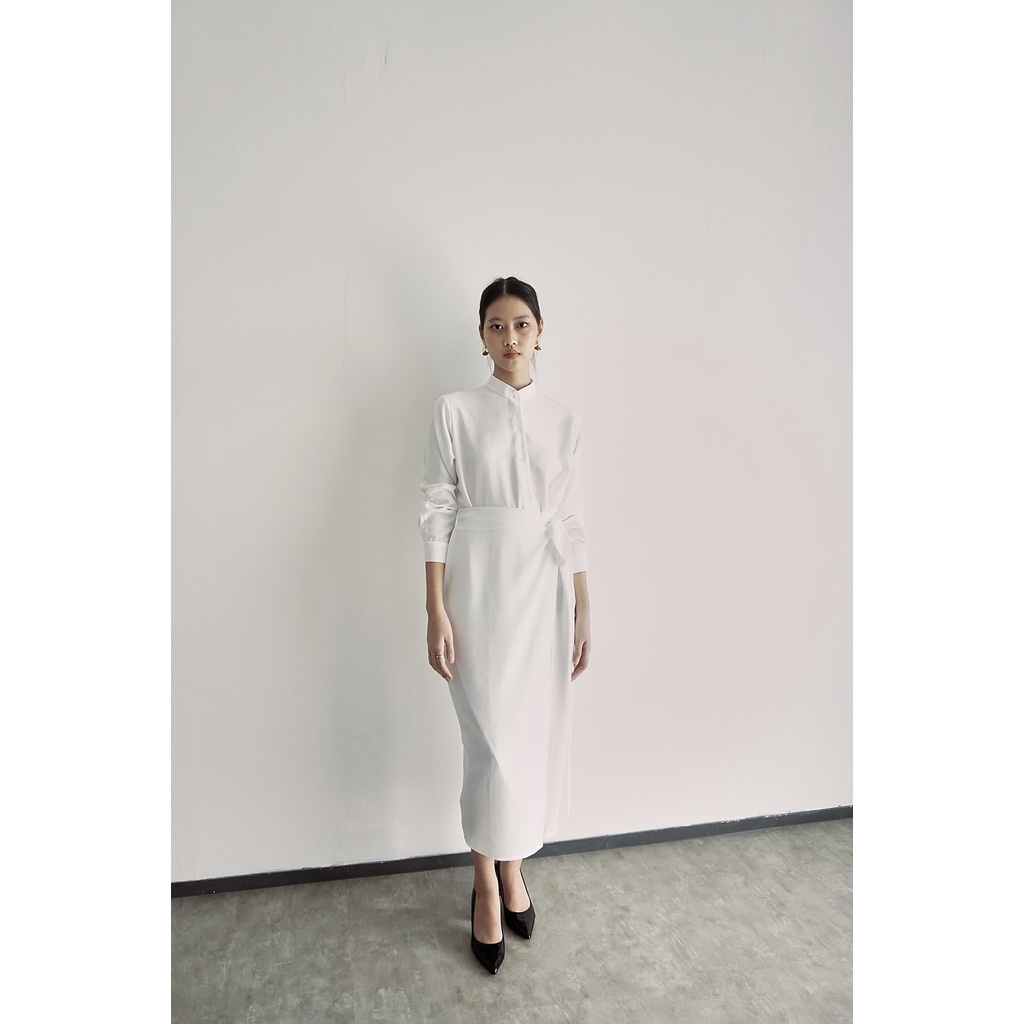 Jual PAFON Sada Linen Dress - Broken White | Shopee Indonesia