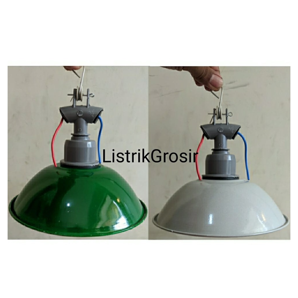 Jual SATU SET Kap Lampu Jalan / Gantung Hijau SILVER HITAM Mini 18-19cm Kap + Fitting SET ...