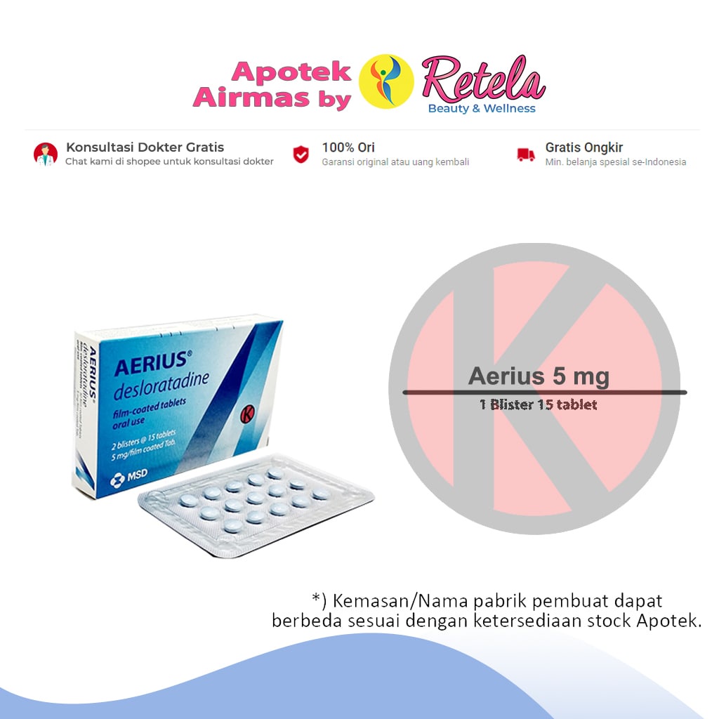 Jual AERIUS 5MG 1 STRIP 15 TABLET | Shopee Indonesia