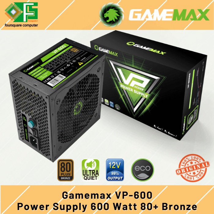 Jual PSU 600 Watt 80+ Bronze Gamemax VP-600 | Power Supply 600w 80 Plus | Shopee Indonesia